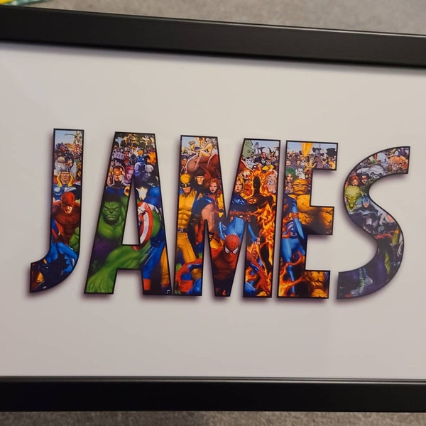 Personalised MARVEL NAME Word Art Custom Print Gift Keepsake Present ...
