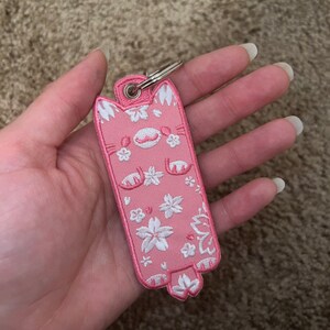 Cute Cat Embroidered Tag Keychain Kawaii Neko Jet Tags tamago, Sakura ...
