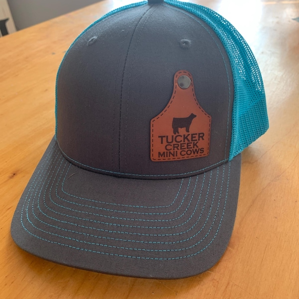 Custom Richardson 112 Laser Engraved Leather Patch Hat Personalized Cow ...