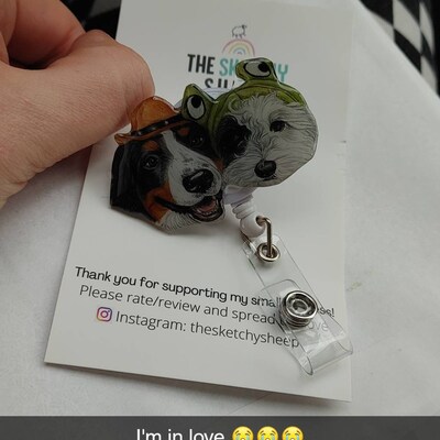 Personalized Handdrawn Pet Badge Reel - Etsy