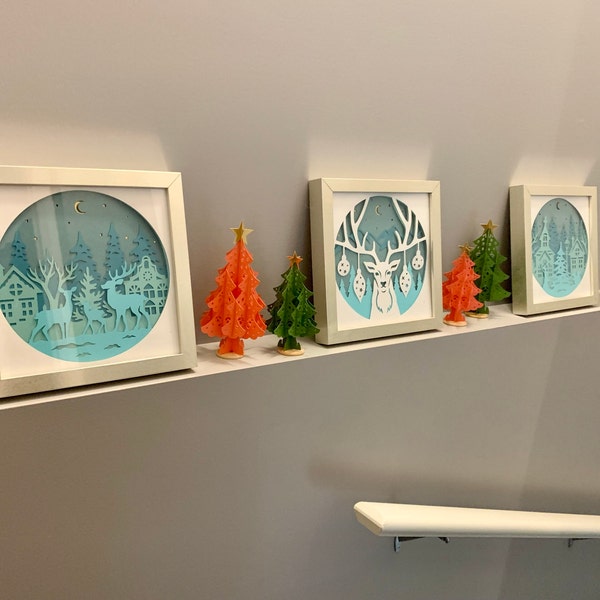 Christmas Shadow Box Svg Bundle, 3d Papercut Svg Template, Layered ...