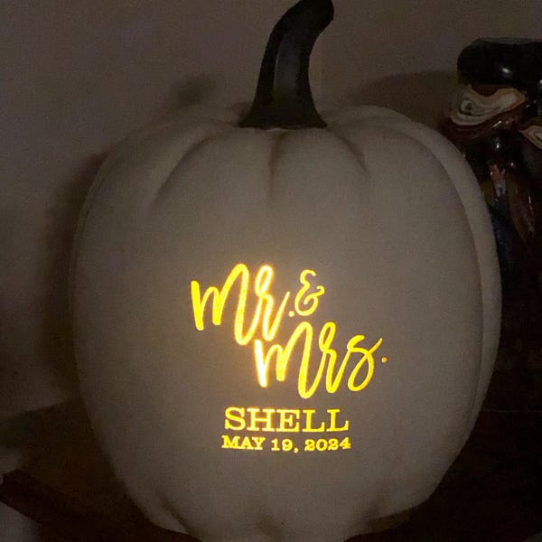 Personalized Light-up Wedding Pumpkin - for Couples - Fall Wedding Décor - Pumpkin Centerpiece ...