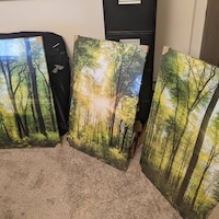 Forest Print Tree Wall Art Sunlight Forest Canvas Green Tree Painting ...