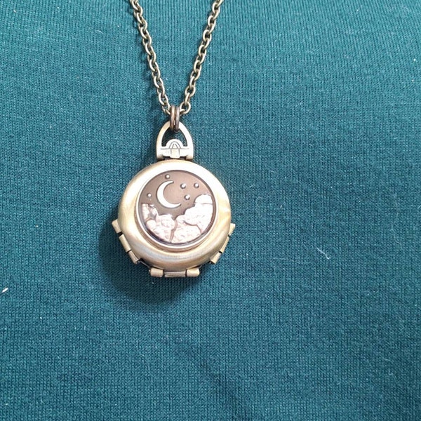 Small Moon Star Locket Celestial Locket ANTIQUE SILVER Lunar Moon ...