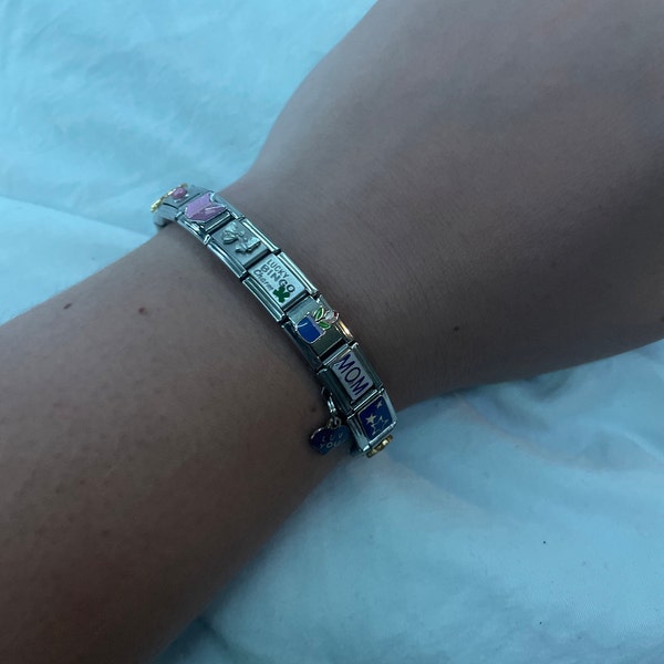 CUSTOMIZABLE Italian Charm Bracelet, Stretchy Italian Charm Bracelet ...