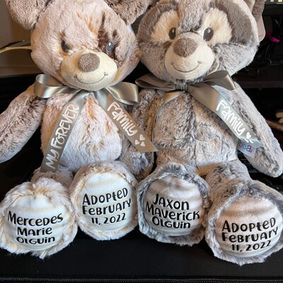 Adoption Raccoon Stuffed Animal, Personalized Adoption Gift, Custom ...