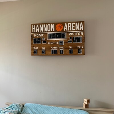 Basketball Scoreboard Various Sizes Hanging Wood Artwork Sports-themed ...