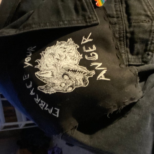 Wolf Patch - Embrace Your Anger - Feral Wolf - Original Design Printed ...
