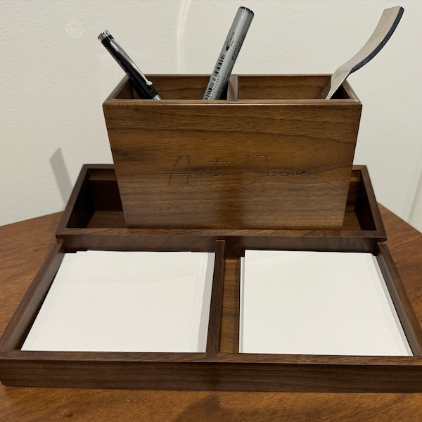 Personalized Premium Walnut Desk Organizer With Multi-compartments ...