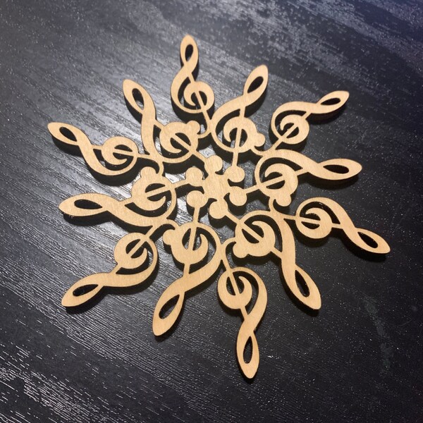 Wooden Snowflake Christmas Holiday Ornaments - Music Note Musical Gift ...