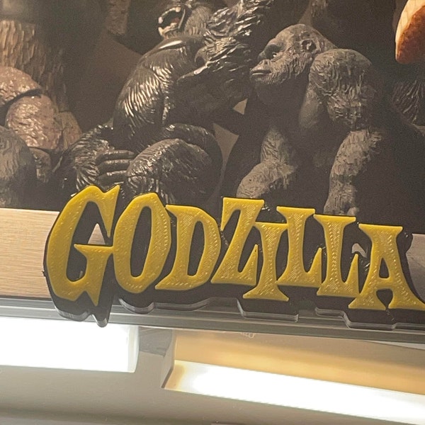 Godzilla Movie Shelf Display Theatre Room Sign - Bookshelf Decor for ...