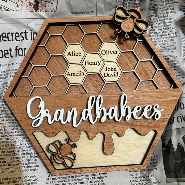 Personalized Bee Hive Family Tree Plaque: Custom Grandparent Gift ...