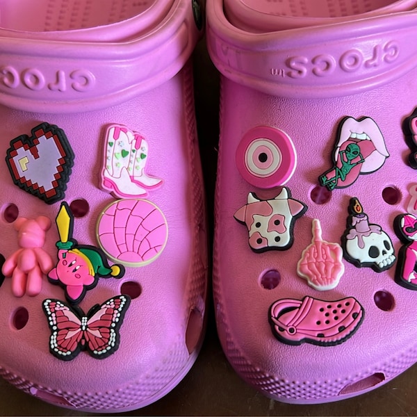 Croc Compatible Pink Smiley Face Shoe Charms, Mama Shoe Charms, Shoe ...