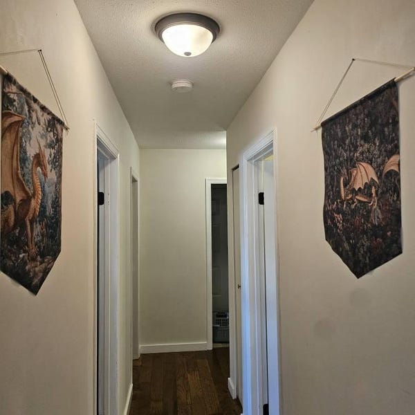 Pennant Banner Fantasy Dragon Tapestry, Enchanted Forest Wall Art, Home ...