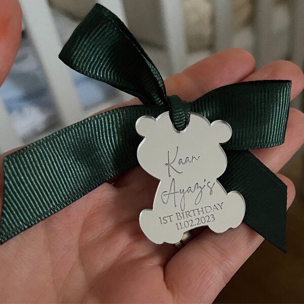 Teddy Bear Mirror Tags, Bear Theme Party Labels, Baby Blue Baby Shower ...