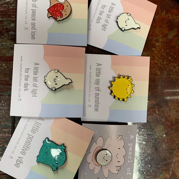 A Little Blob of Happiness Enamel Pin, Cute Pink Blob, Positive Enamel ...