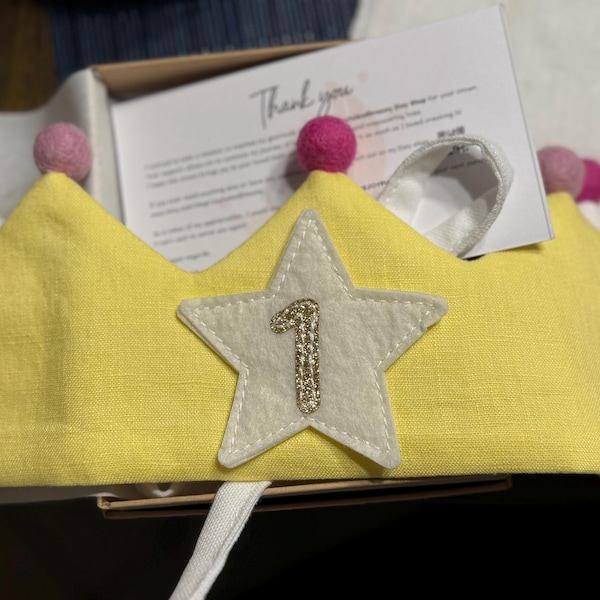 Number and Star Custom Linen Crown for Kids & Children's Birthday ...