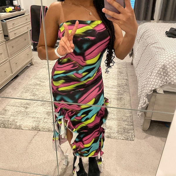 Y2K Ruffle Dress Sewing Pattern, off Shoulder Bodycon Dress, XXS - XXL ...