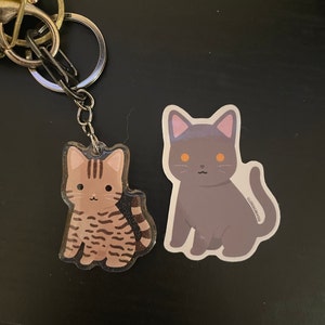 Lynx Cat Acrylic Glitter Keychain Kawaii Chibi Animal Lover Wildcat Art ...