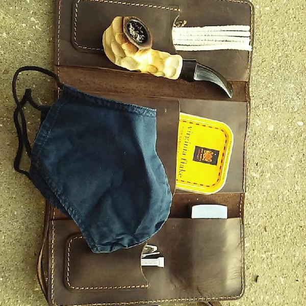 Leather Pipe Roll Handmade Pipe Pouch Personalized Pipe Pouch Tobacco ...