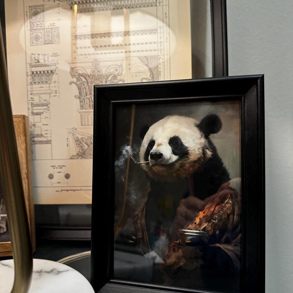 Panda Wall Art, Handmade Panda Print, Museum Quality, Panda Poster ...