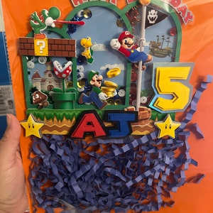 Custom Mario Bro Cake Topper, Birthday Cake Topper, Shaker and Lights ...
