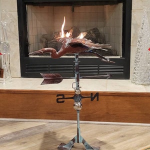 LARGE Handcrafted 3D 3-dimensional CRANE --- HERON Weathervane Copper ...