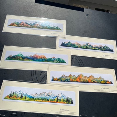 Watercolor Mountain Forest Landscape Sticker Waterproof Nature Inspired ...