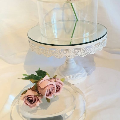 ROUND Cake Stand Acrylic Clear Cake Tier Fillable Cake Stand Riser ...