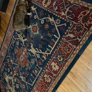 Antelope Rug Blue Wool Area Rug Runner Handmade, Grey Antelope 8x10 ...