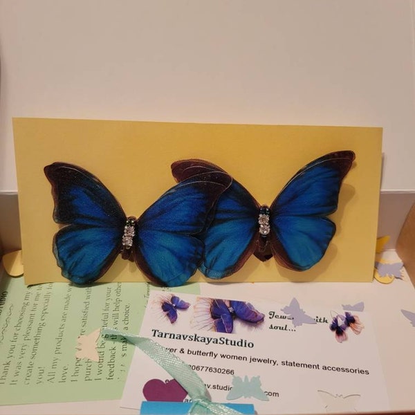 Bridal Blue Butterfly Shoe Clips With Rhinestones - Etsy