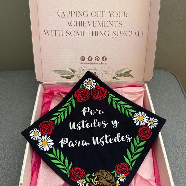 Embroidered Tulip Graduation Cap Topper | Graduation Cap Decoration ...