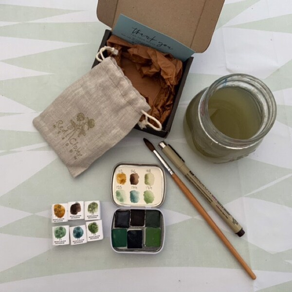 Handmade Green Watercolor Paint Set: Artisan Aquarelle Palette - Etsy