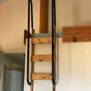 LADDER HANDRAILS Black White or Bare Steel No Obstructions Candy-cane ...