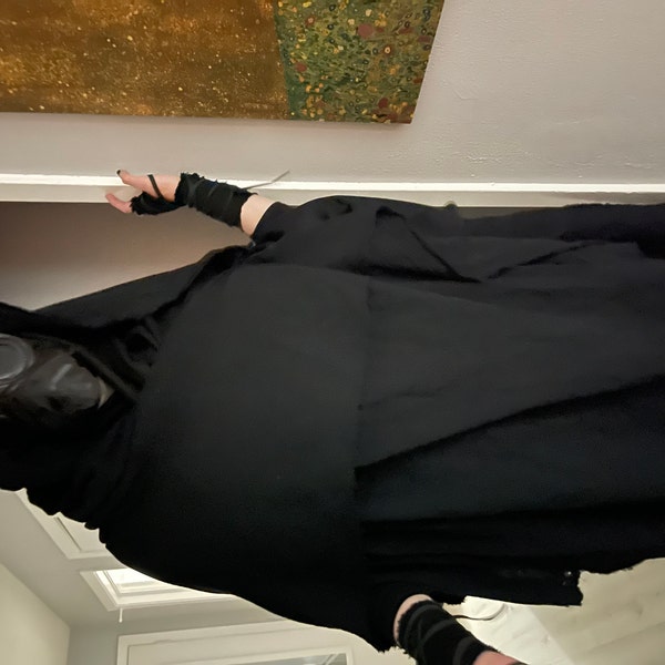 Distressed Black Wrap Cloak, Lightweight Cotton Shawl, Post Apocalyptic ...