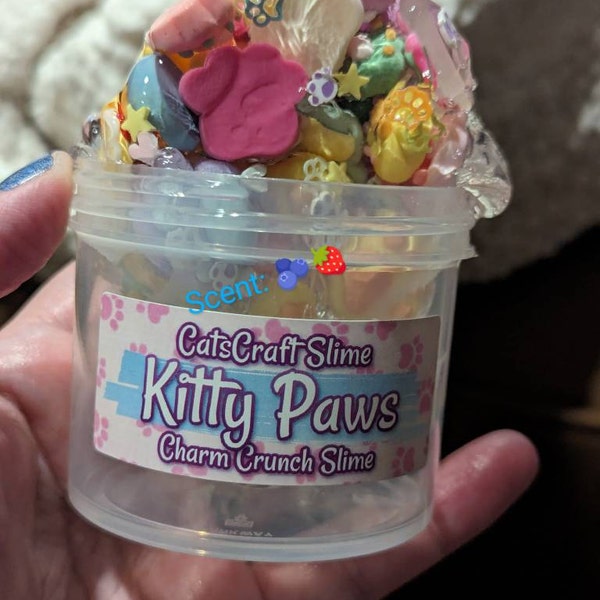 Charm Crunch Clear Slime "kitty Paws" Scented Stretchy Slime ASMR 4 Oz ...
