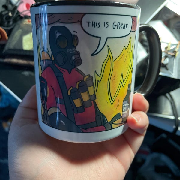 TF2 Pyro - "this is Fine" Parody / 2-tone Mug - Etsy Canada