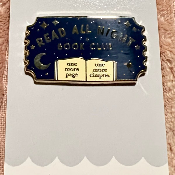 Read All Night Book Club Enamel Pin | Bookworm Enamel Pin | Gifts for ...