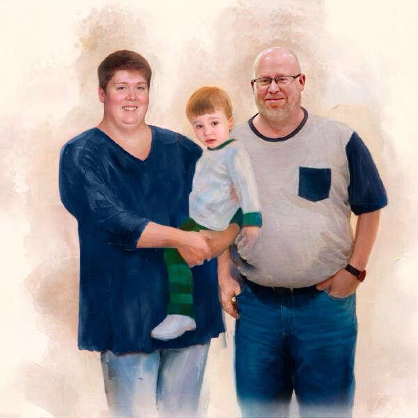 Custom Memorial Drawing, Add Deceased Loved One, Family Portrait ...