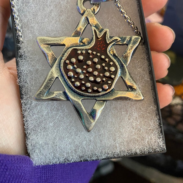 Gold Menorah Etched in Jewish Star Necklace - Hanukkah Jewelry - Gold ...
