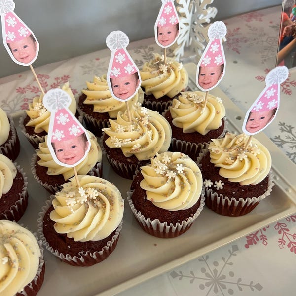 Pizza Toppers Cupcake Toppers Photo Head First Birthday Cupcake Toppers ...