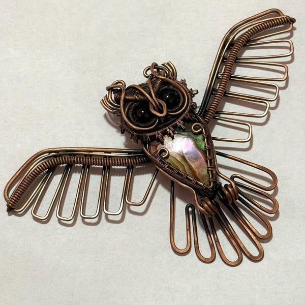 Peacock Wire Wrapped Pendant With Labradorite | Handmade Copper Wire ...