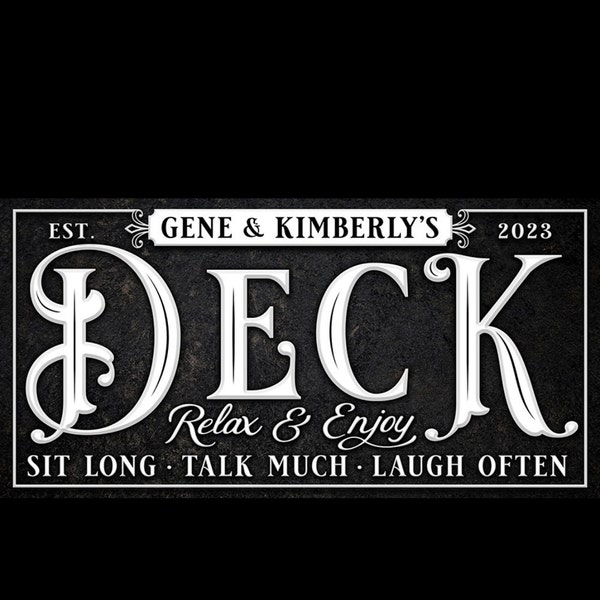 Personalized Deck Sign Back Porch Backyard Bar Grill Pool & Patio ...
