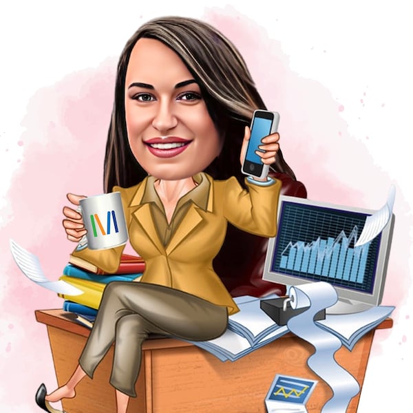 Custom Female Super Boss Cartoon Portrait, Boss Portrait, Gifts for ...