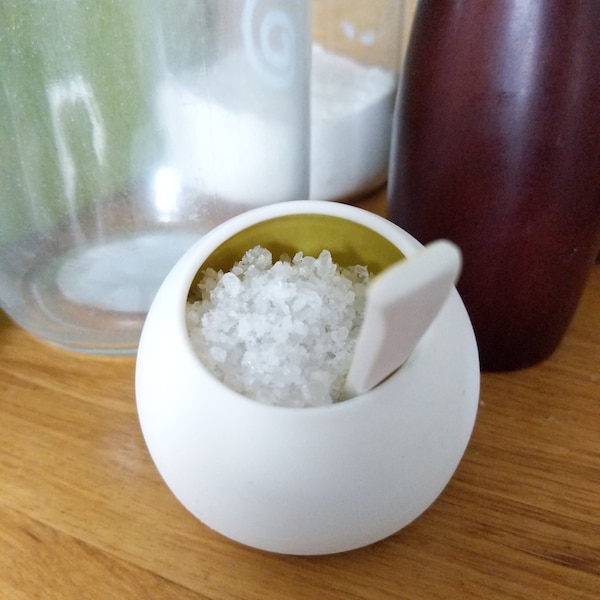 Handmade Porcelain Salt Pig With Ceramic Spoon - Etsy