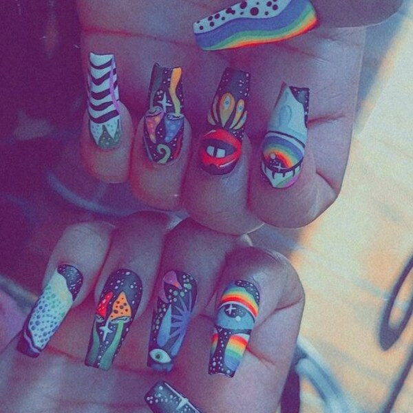 Its a Trip Hand Painted Full Press on Nail Set - Etsy