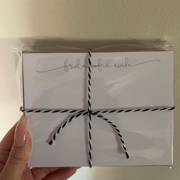 Script Personalized Stationery Cards Set, Flat Notecards, Personalized ...
