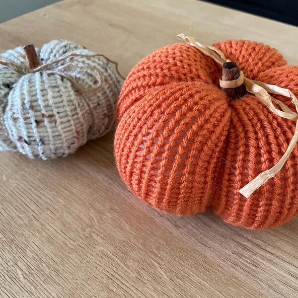 Knit Pumpkins - Fall Decor - Autumn Display - Thanksgiving Centerpiece ...