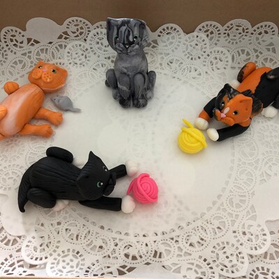 Fondant Cat Cake Toppers Fondant Cats Cat Lover Party Cat and Mouse Cake Toppers - Etsy