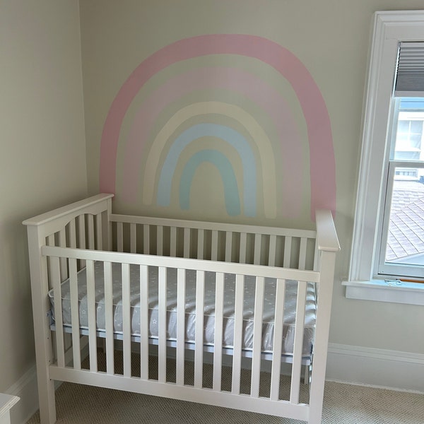 Large Muted Pastel Rainbow Removable Wall Decal / Pastel Rainbow ...